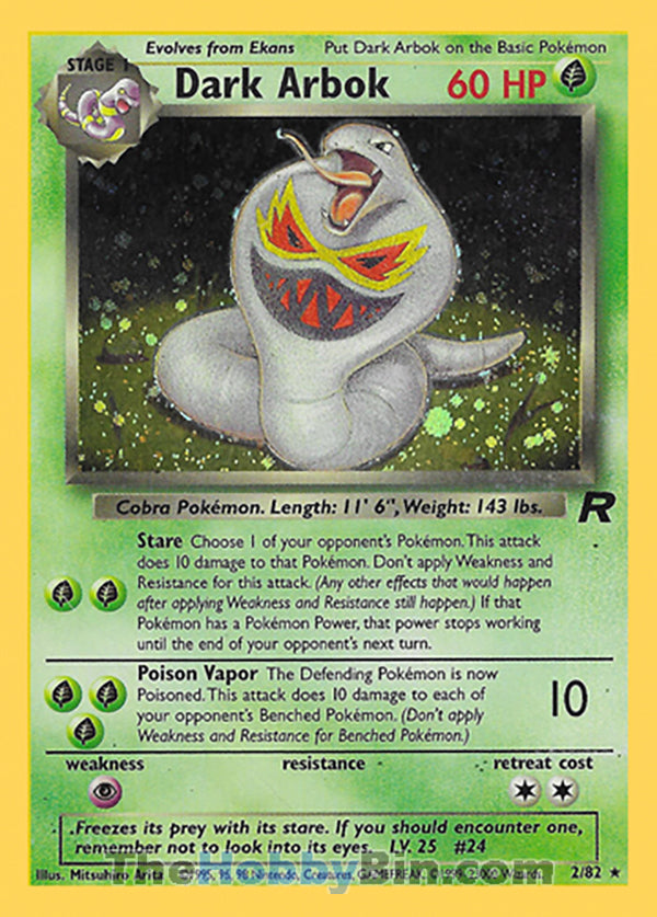 Dark Arbok Team Rocket Holo Rare #2/82 – The Hobby Bin